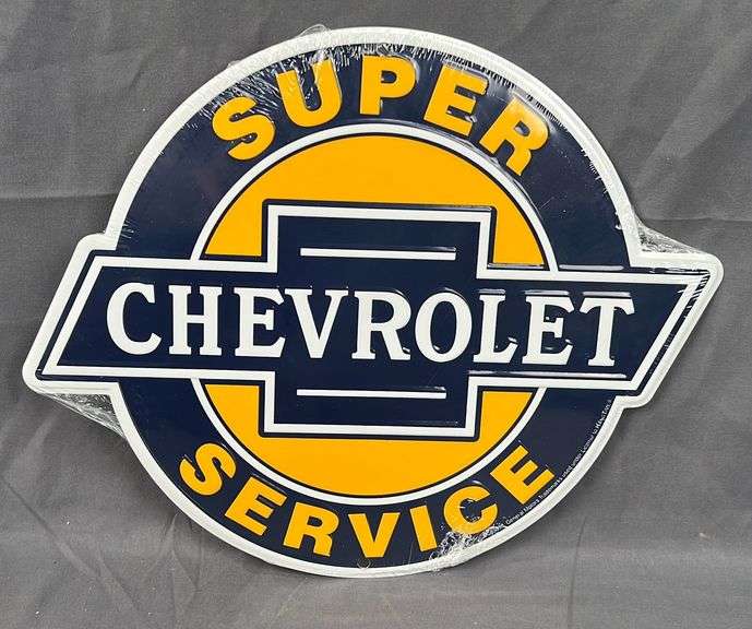 New "Super Chevrolet Service" 11" round tin sign. - Rocky Mountain ...