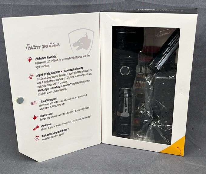 Brand New Guard Dog Security, Xcess Rechargeable 550 Lumen Tactical ...