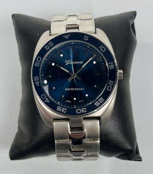 New Geneva Platinum Men's Sleek Modern Style Quartz Watch with Blue ...