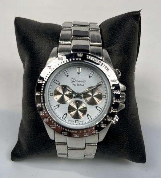 New Geneva Platinum Men's Quartz Silver Quartz Watch with 3 Non ...