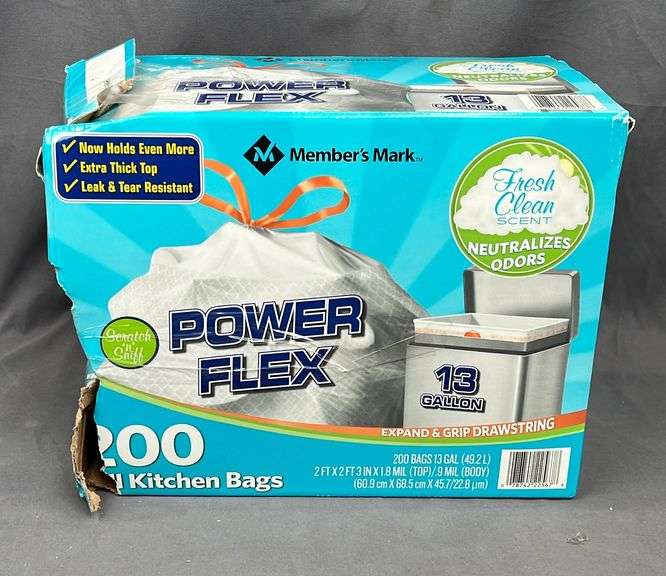 New Box of Power Flex 13 Gallon Tall Kitchen Trash Bags with fresh ...
