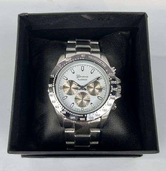 New Geneva Platinum Men's Quartz Silver Quartz Watch with 3 Non ...