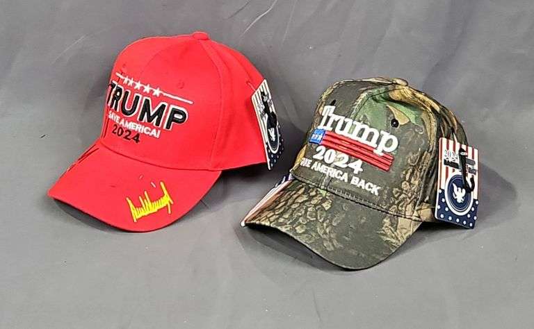 2 New Trump 2024 Caps with Adjustable Velcro Closure, Red & Camo. 2 ...