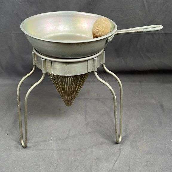 Wear-Ever Cone Strainer on Stand W/ Wooden Pestle. - Rocky Mountain ...