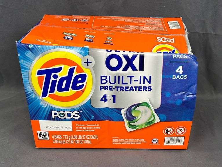 Brand New Tide + Ultra Oxy Laundry Pods. This box contains 104 pods ...