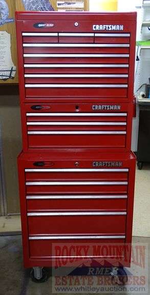 Very Nice Craftsman 3 Piece Rolling Tool Box W/ 5 Drawer Rolling Base ...