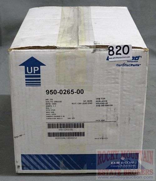 Copeland 950-0265-00 1/6HP, 230 Volt Fan Motor. This appears to be ...