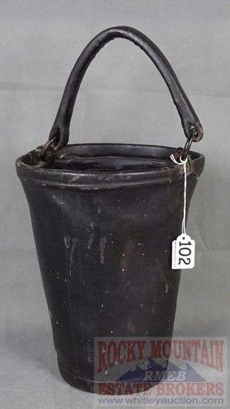 Fantastic Antique Leather Fireman's Bucket W/ Handle, Marked Goodyear ...