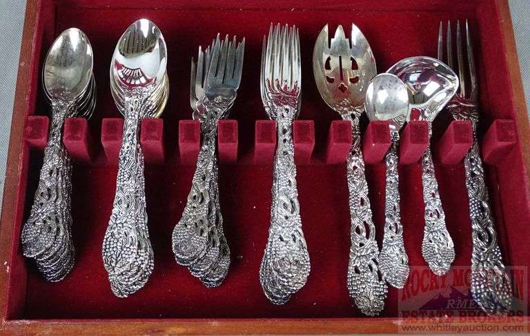 Fancy Godinger Grape Decorated Flatware Set Complete for 8 W/ Serving ...