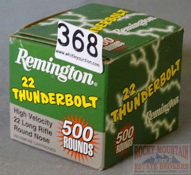 500 Round Box of Remington .22 LR 40-Grain Thunderbolt High Velocity ...
