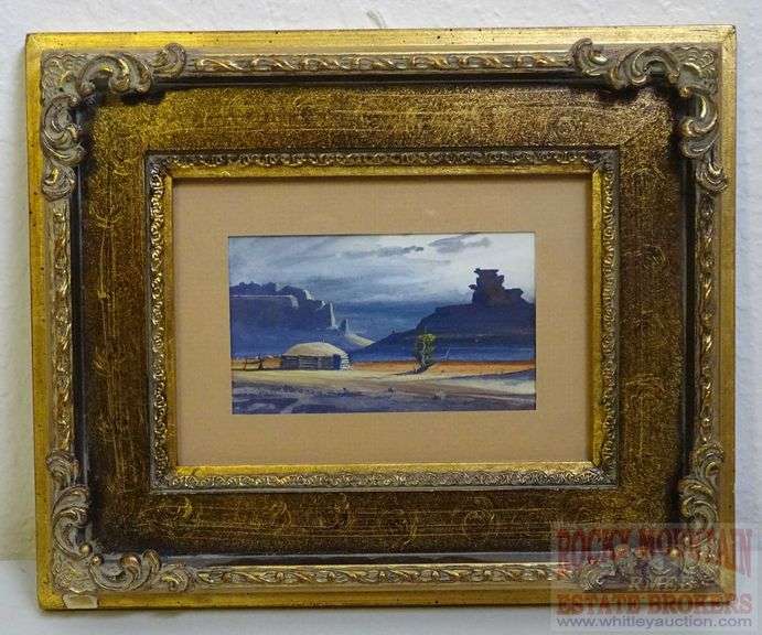 Fantastic Robert Draper Adobe Homestead Painting in Fancy Carved Frame ...
