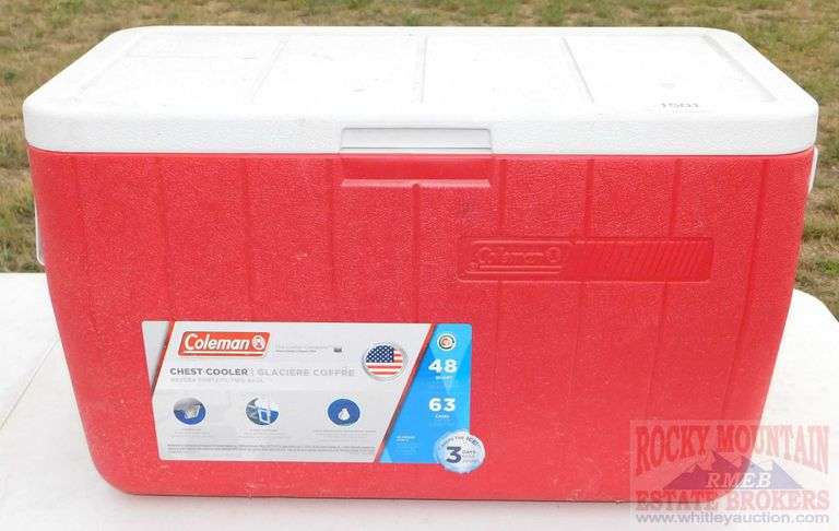 Coleman Red & White 48-Quart Chest Cooler. - Rocky Mountain Estate ...