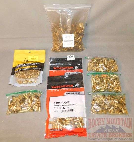 Large Assortment of 9mm Brass Shell Casings. Some Bags are Brand New ...