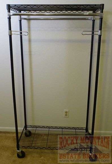 Rolling Metro Style Clothes Rack, 66"x34"x18". - Rocky Mountain Estate ...