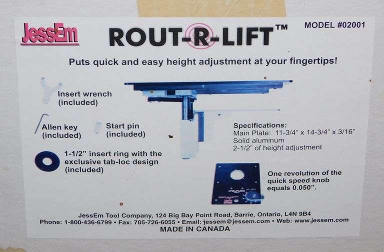 JessEm Rout-R-Lift Router Adjustment Plate, Model 02001. This appears ...