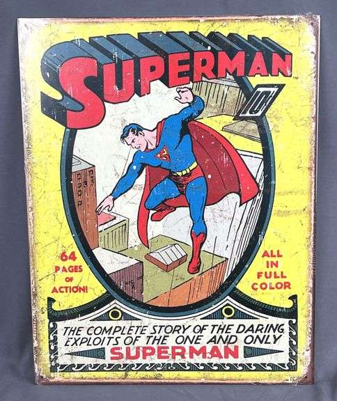Vintage Style "Superman" Tin Sign, 16"x12.5". - Rocky Mountain Estate ...