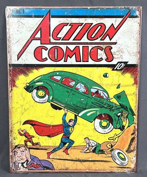 New "Action Comics - Superman" Tin Sign, 16"x12.5". - Rocky Mountain ...