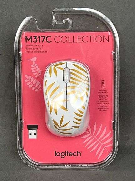 Brand New Logitech M317C Wireless, Portable White & Gold Leaf Computer ...