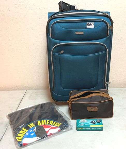 Embark Rolling Teal Expandable Carry-On Luggage W/ Adjustable Handle ...