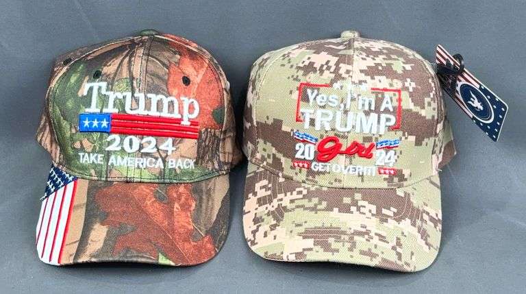 2 New Trump Caps with Adjustable Velcro Closure, Camo. 2 times the ...