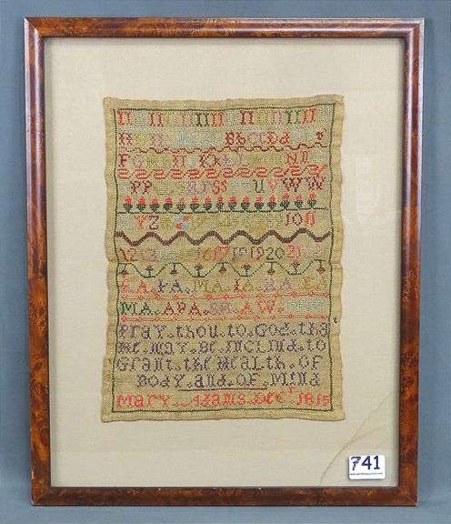 Vintage Hand Stitched Sampler In Vintage Wood Frame. This appears to be ...