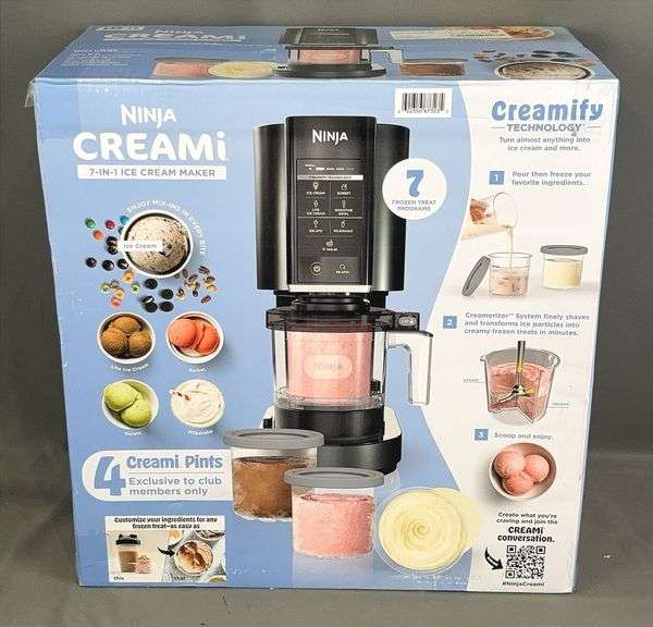New Ninja CREAMi 7-in-1 Ice Cream Maker. Makes 4 pints, & has easy to ...