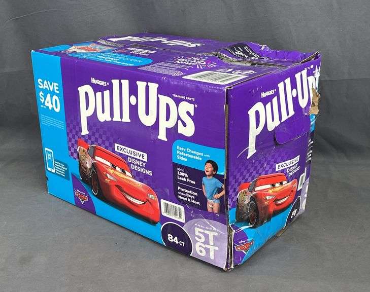 Brand New Box of 84 Pull-Ups, Size 5T/6T. This is a freight damaged box ...