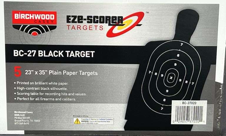 2 New Packs of 5 Extra Large 23"x35" EZE-Scorer BC-27 Black Silhouette ...