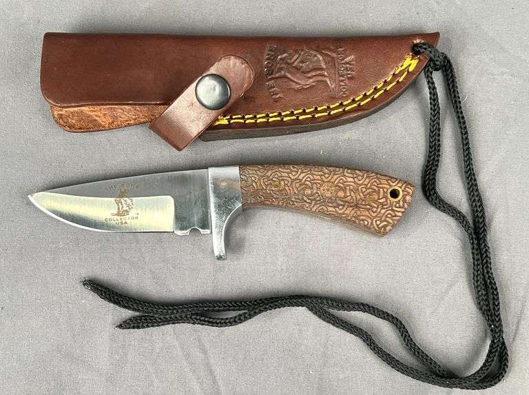 New 6.5" Straight Blade Knife W/ Full Tang Construction, Carved Wood ...