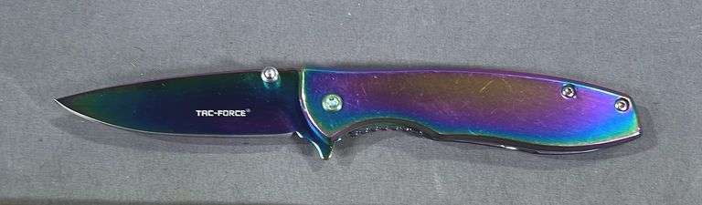 New Tac-Force 7" Rainbow Titanium Coated Spring-Assisted Folding Knife ...