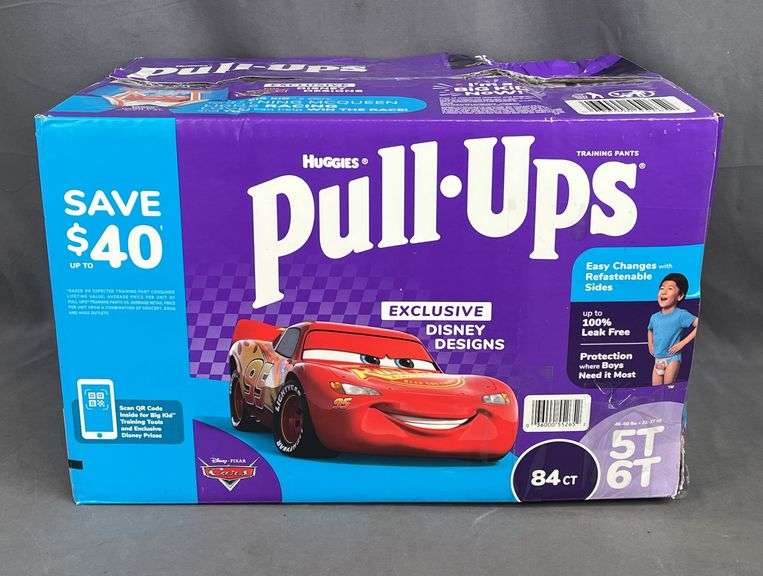 Brand New Box of 84 Pull-Ups, Size 5T/6T. This is a freight damaged box ...