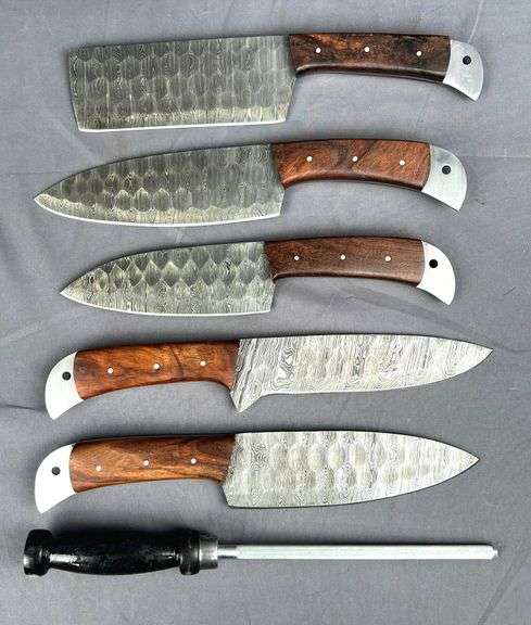 Fantastic High-End 6-Piece Damascus Kitchen Knife Set with Full Tang ...