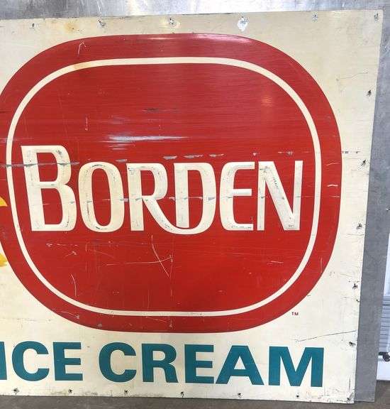 Fantastic Massive Vintage "Borden Milk & Ice Cream" Metal Sign with ...