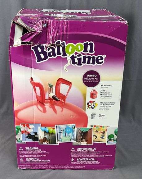 New Balloon Time Jumbo Helium Kit, Includes 50 9in Assorted Color Latex ...