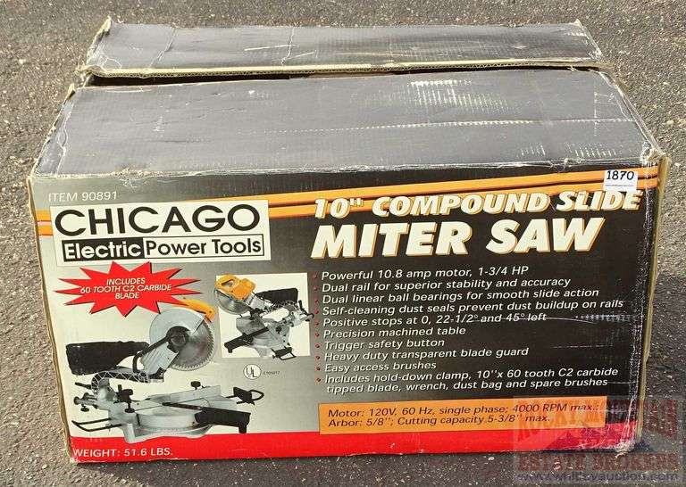 Chicago Electric 10" Compound Slide Miter Saw. Appears To Be Brand New In Box. - Rocky Mountain ...
