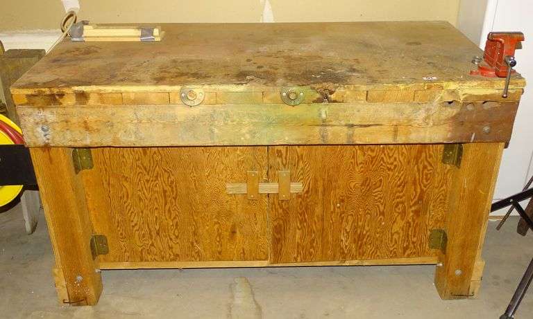 Heavy Duty Wooden Workbench with Lots of Storage in the Bottom, Power ...