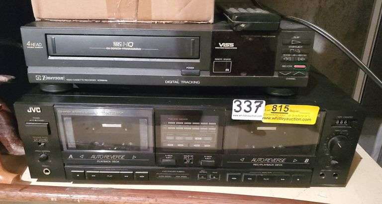 JVC TD-W501 Double Casette Deck with Emerson 4 Head VCR with VHS Tapes ...