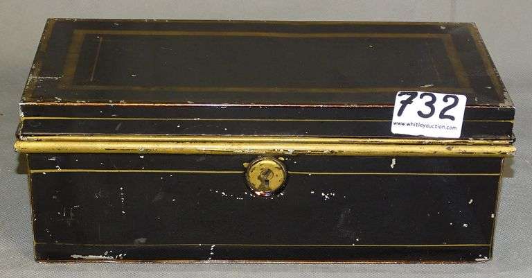 Neat Vintage Tin Lock Box 4x10.5x5" - Rocky Mountain Estate Brokers Inc.
