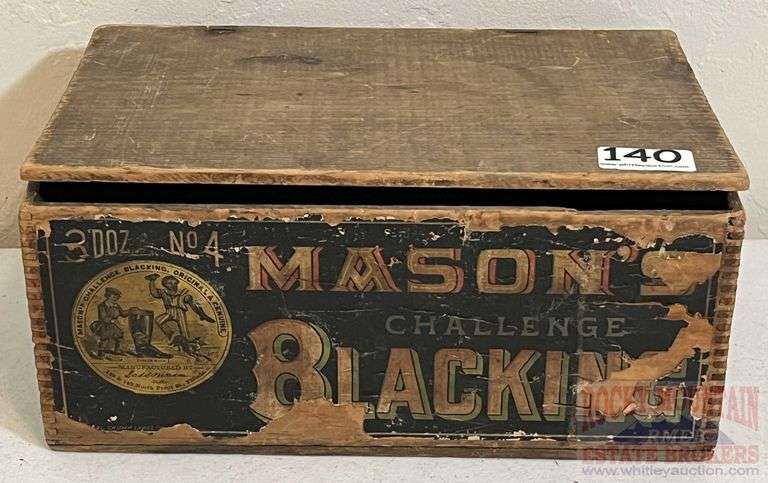 Very Cool Vintage Dovetailed "Mason's Challenge Blacking" Box with ...