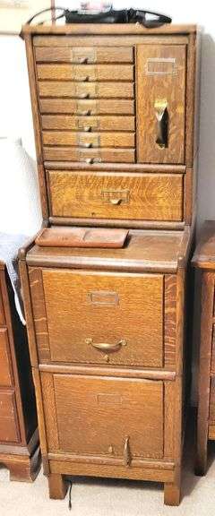Super Cool Antique 4-Section Quarter Sawn Oak Filing Cabinet. 57x18x24 ...