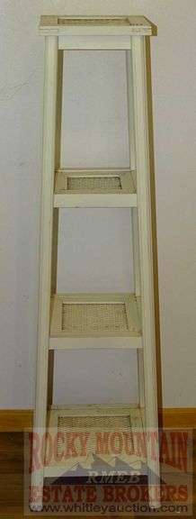 White 3 Tier Shelf with Wicker Accents, 41"x9"x9". - Rocky Mountain ...
