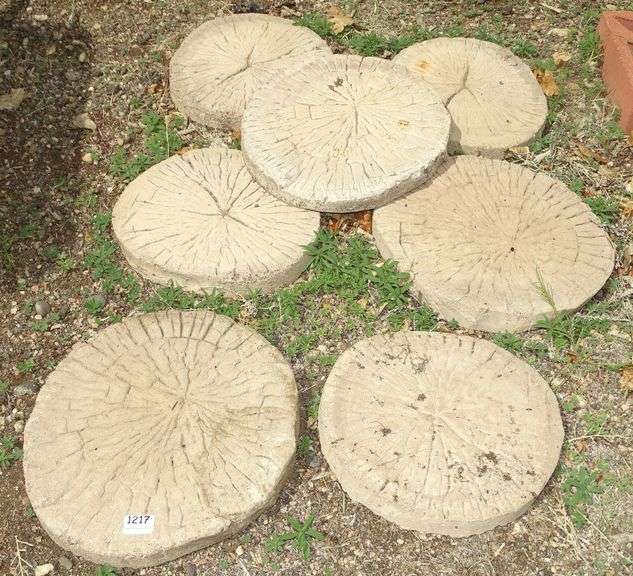 7 Tree Stump Style Concrete Stepping Stones, 14" diameter. All for one ...