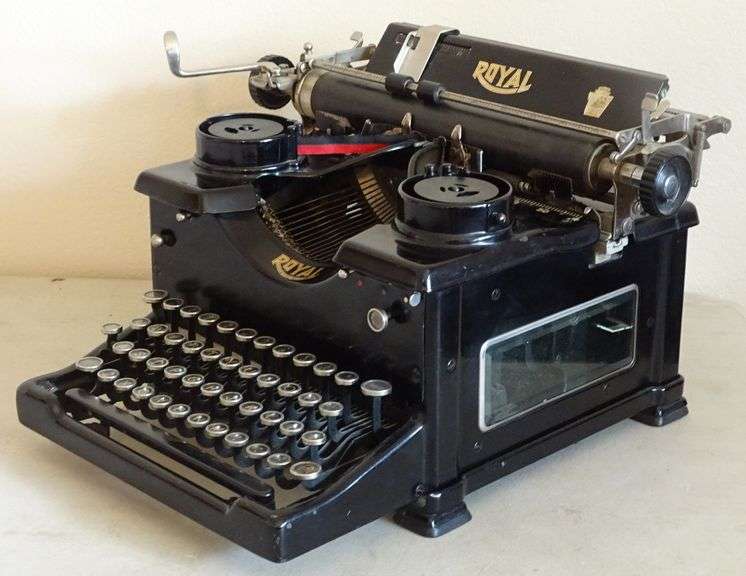 Super Cool, Antique Royal Typewriter with Beveled Glass Sides & Cloth ...
