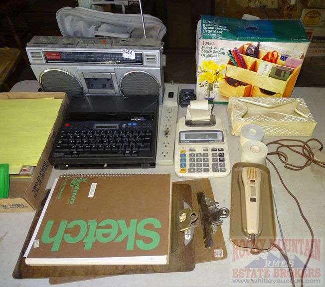 Brother EP43 Portable Typewriter, Vintage Book Box, Organizer, Legal Pads, Sketch Pad, Adding ...