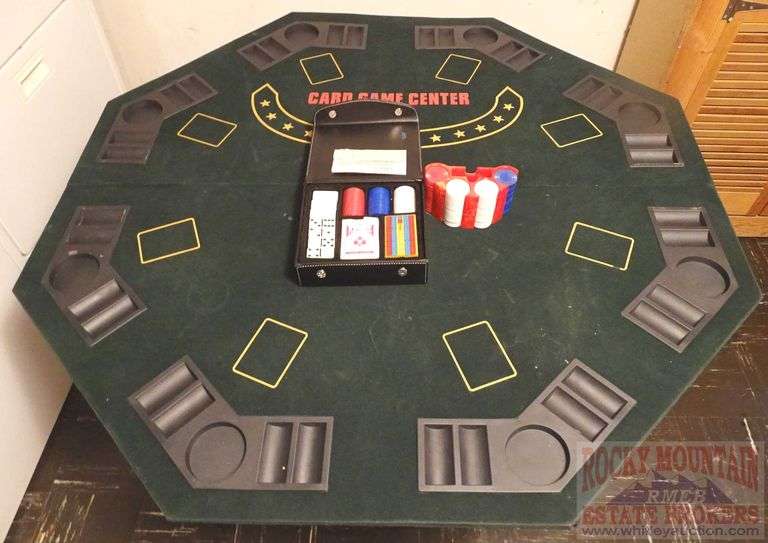 Portable Folding Game Table Top, Playing Cards, Dominos & Poker Chips ...