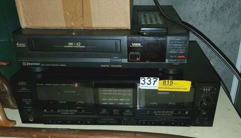 JVC TD-W501 Double Casette Deck with Emerson 4 Head VCR with VHS Tapes ...