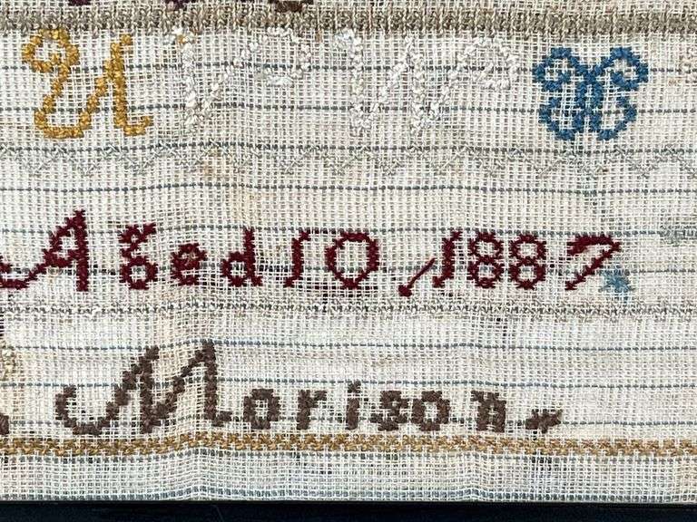 Vintage Framed Cross Stitch Alphabet and Number Sampler Labeled 1887 ...