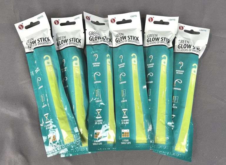 6 Brand New 6" Green Chem/Glow Sticks. Each stick has 12 hours of ...