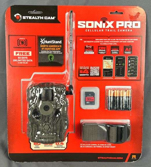 New Stealth Cam Sonix Pro Cellular Trail Camera W/ 80' Range & 32 GB SD ...