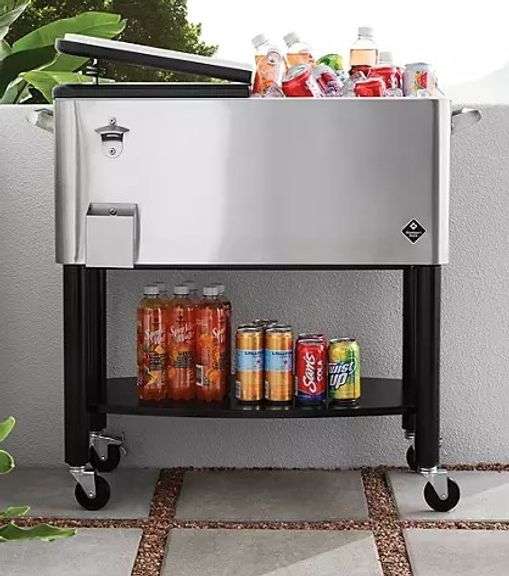 Brand New, Very Nice 80-Quart Stainless Steel Cooler W/ Stand & Cover ...